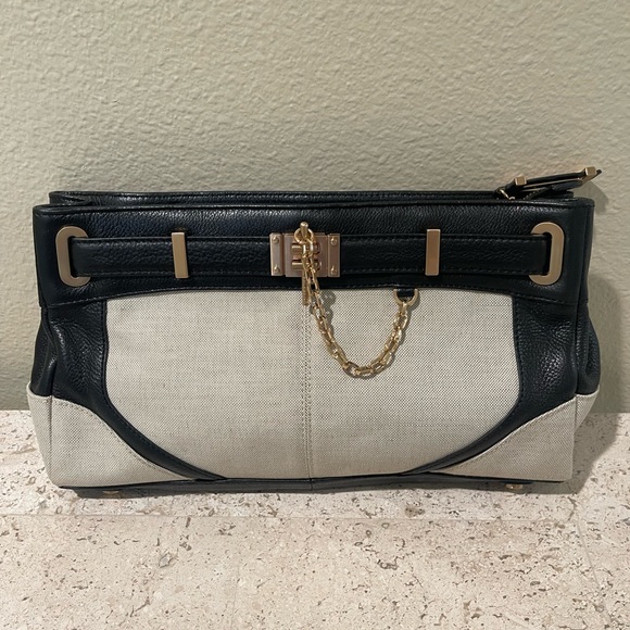 Rachel Zoe | Bags | Rachel Zoe Leather And Cloth Womens Clutch | Poshmark